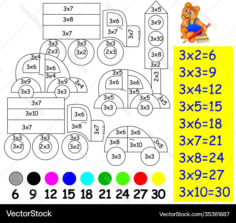 Exercise for children with multiplication Vector Image