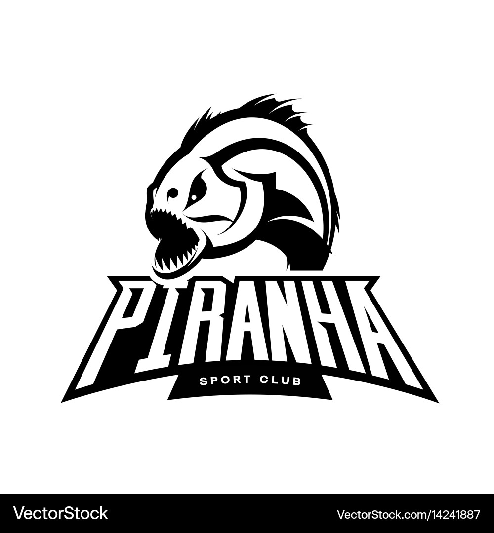 Furious piranha sport mono logo concept Royalty Free Vector