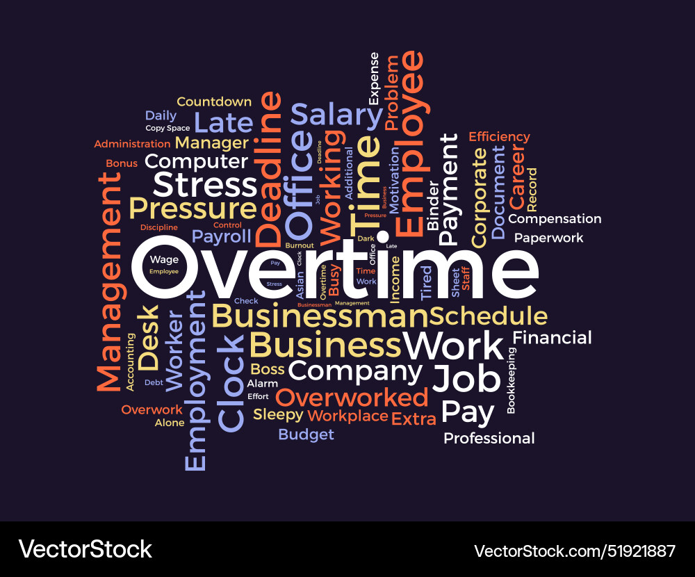 Overtime wordcloud template business concept Vector Image