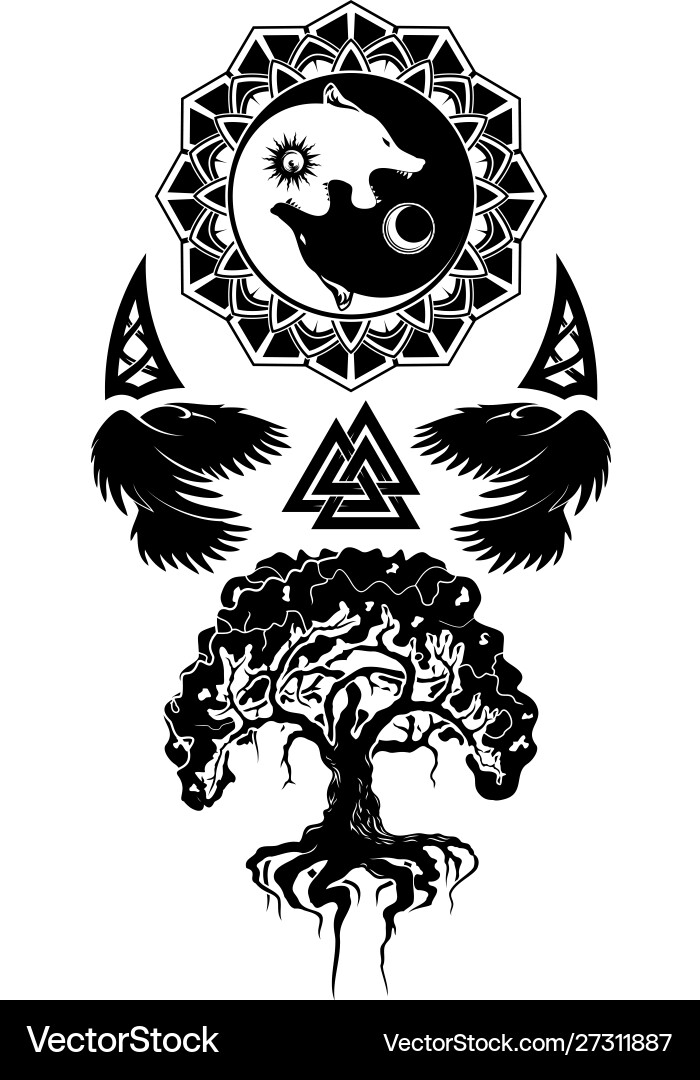 Raven & Nordic Mythos Royalty Free Vector Image