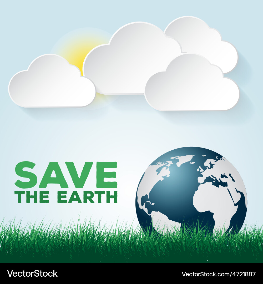 Save our earth blue and green poster template Vector Image