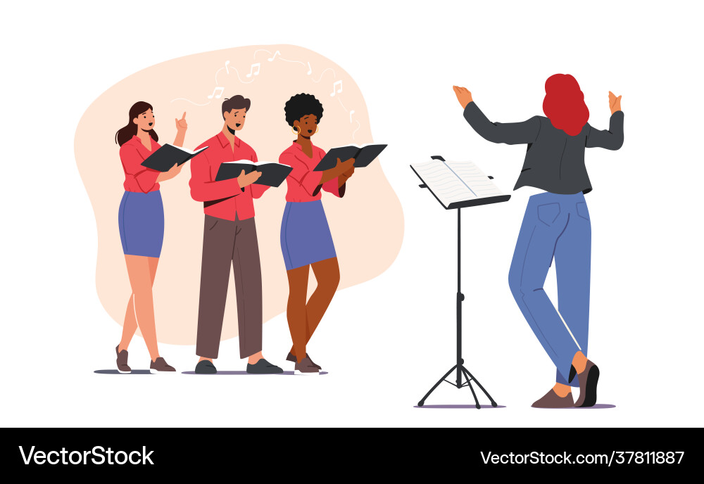 Singers choir event characters singing in chorus Vector Image
