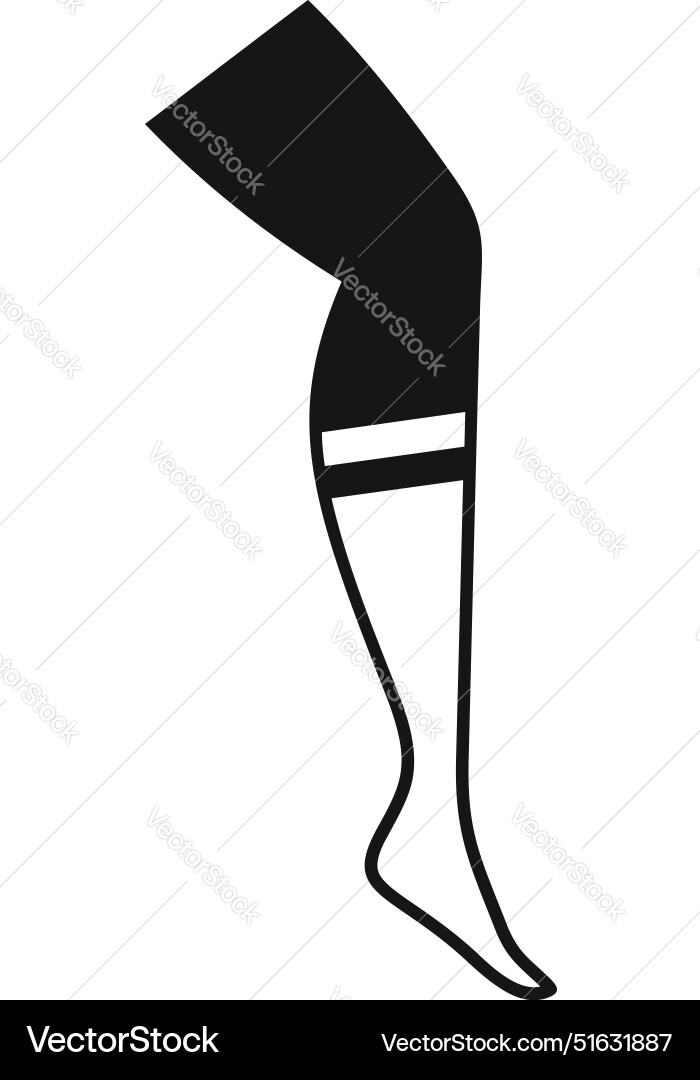 Woman leg wearing compression stocking icon simple