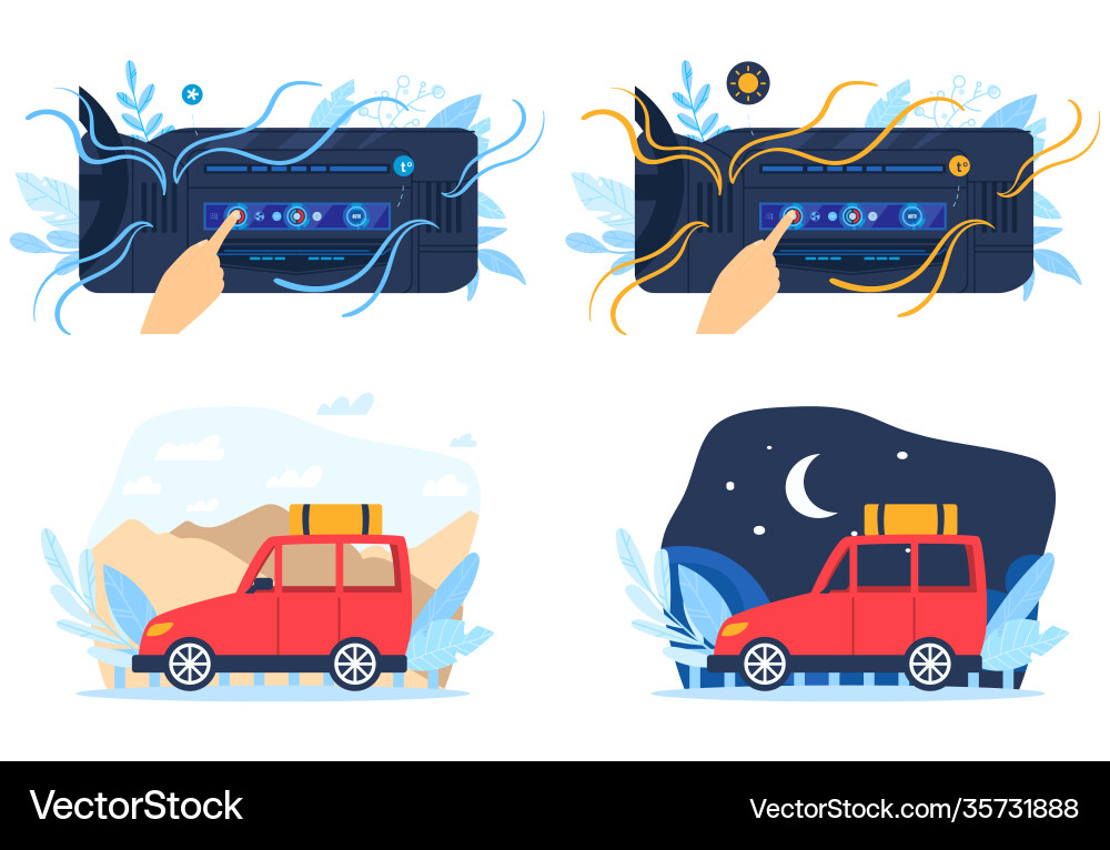 Car air conditioner set Royalty Free Vector Image