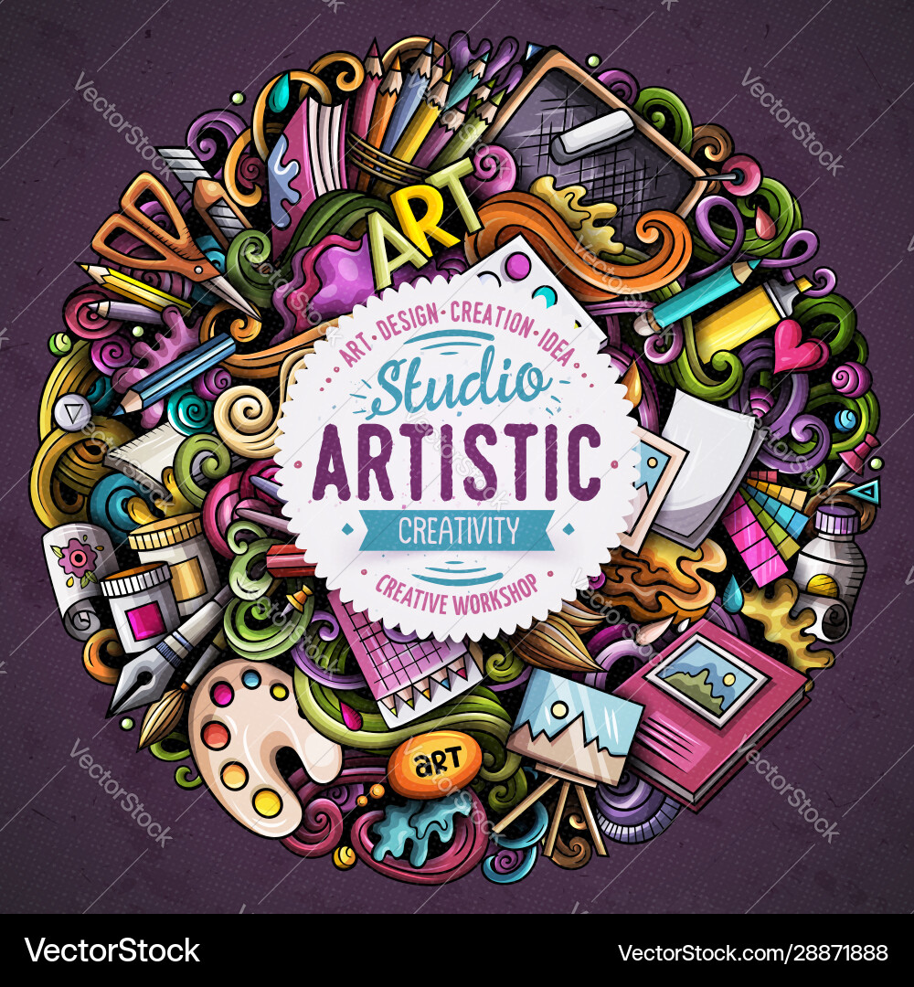Cartoon doodles art and design Royalty Free Vector Image