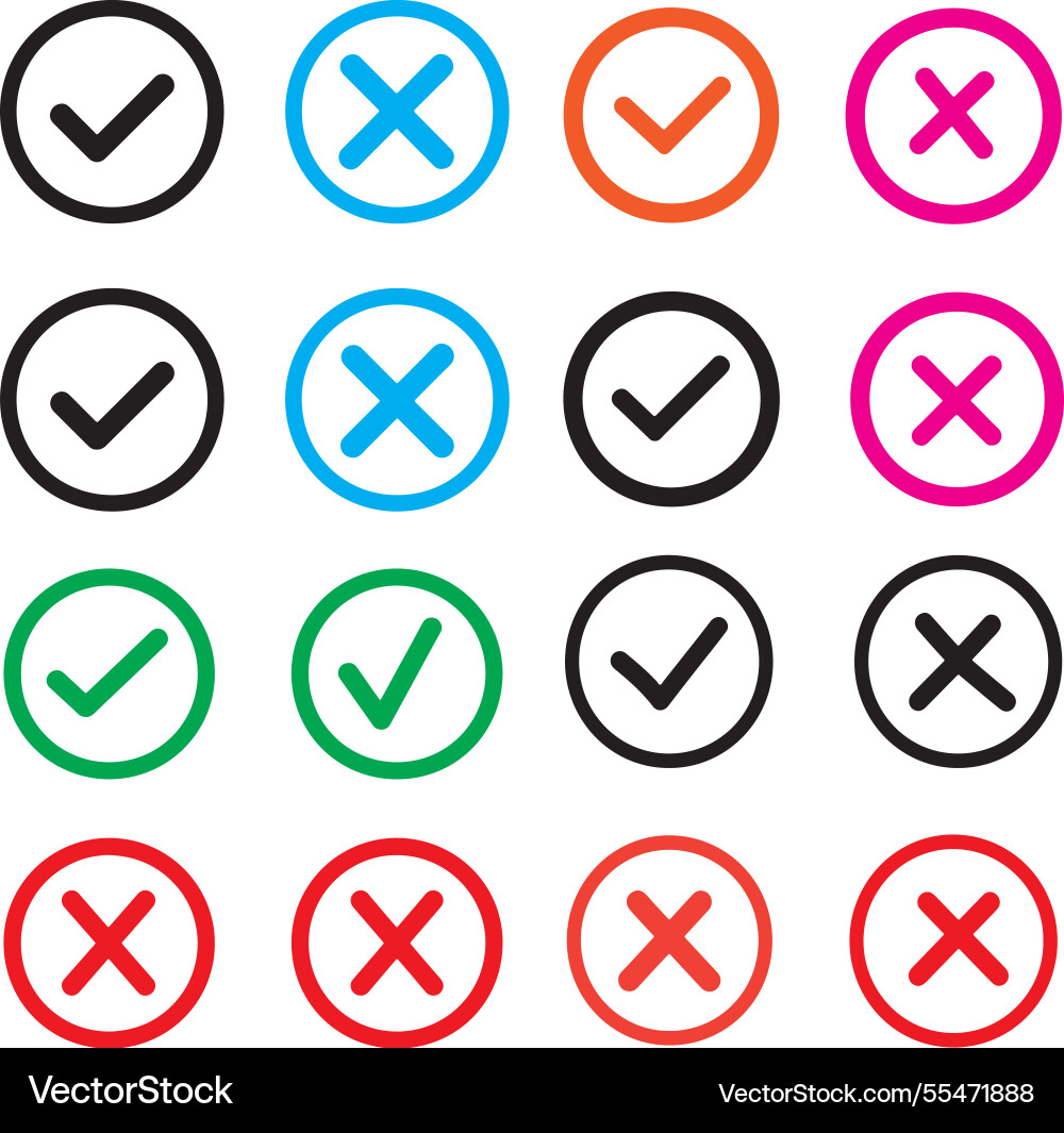 Check mark icon button set box Royalty Free Vector Image