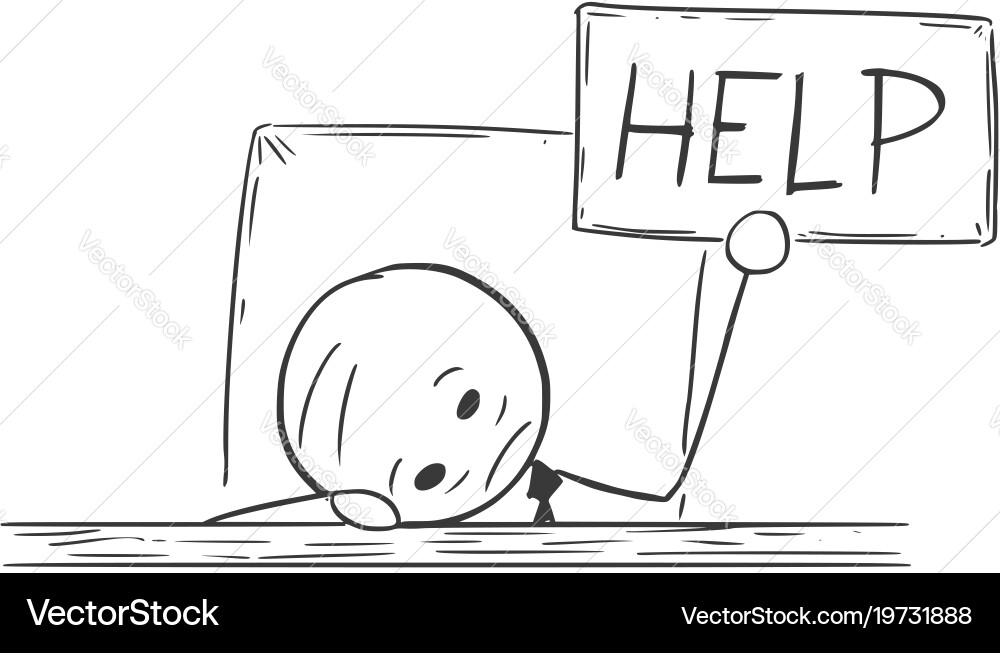 Conceptual cartoon depressed businessman Vector Image