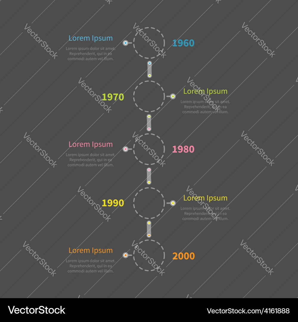 Dash line round icon timeline vertical infographic