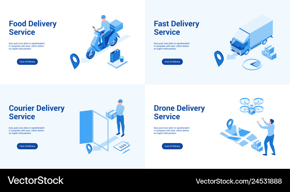 Delivery services blue templates Royalty Free Vector Image