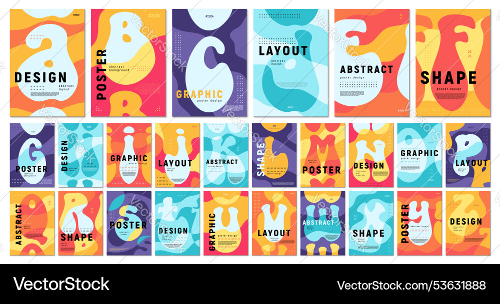 Groovy typography book covers hippie alphabet Vector Image
