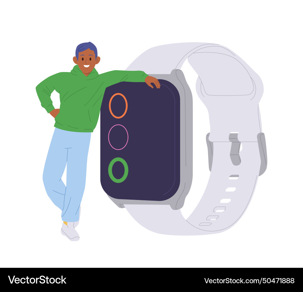 Happy smiling man customer tiny cartoon character Vector Image