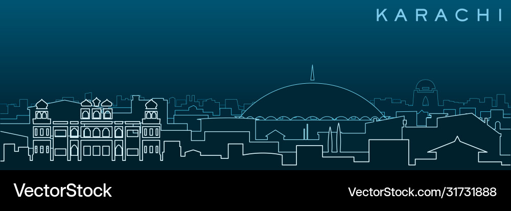 Karachi multiple lines skyline and landmarks Vector Image