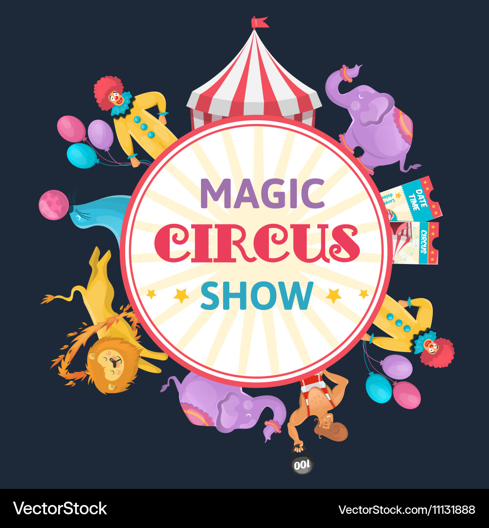 Magic Circus Round Composition Royalty Free Vector Image