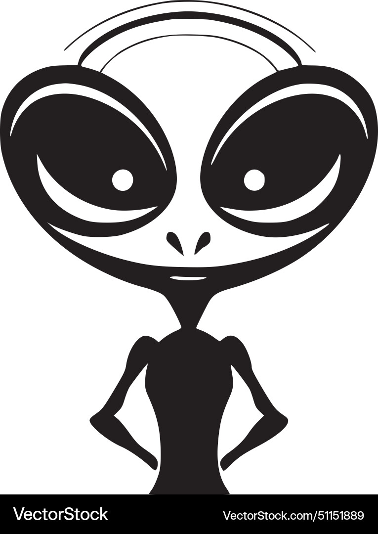 Alien - black and white isolated icon Royalty Free Vector