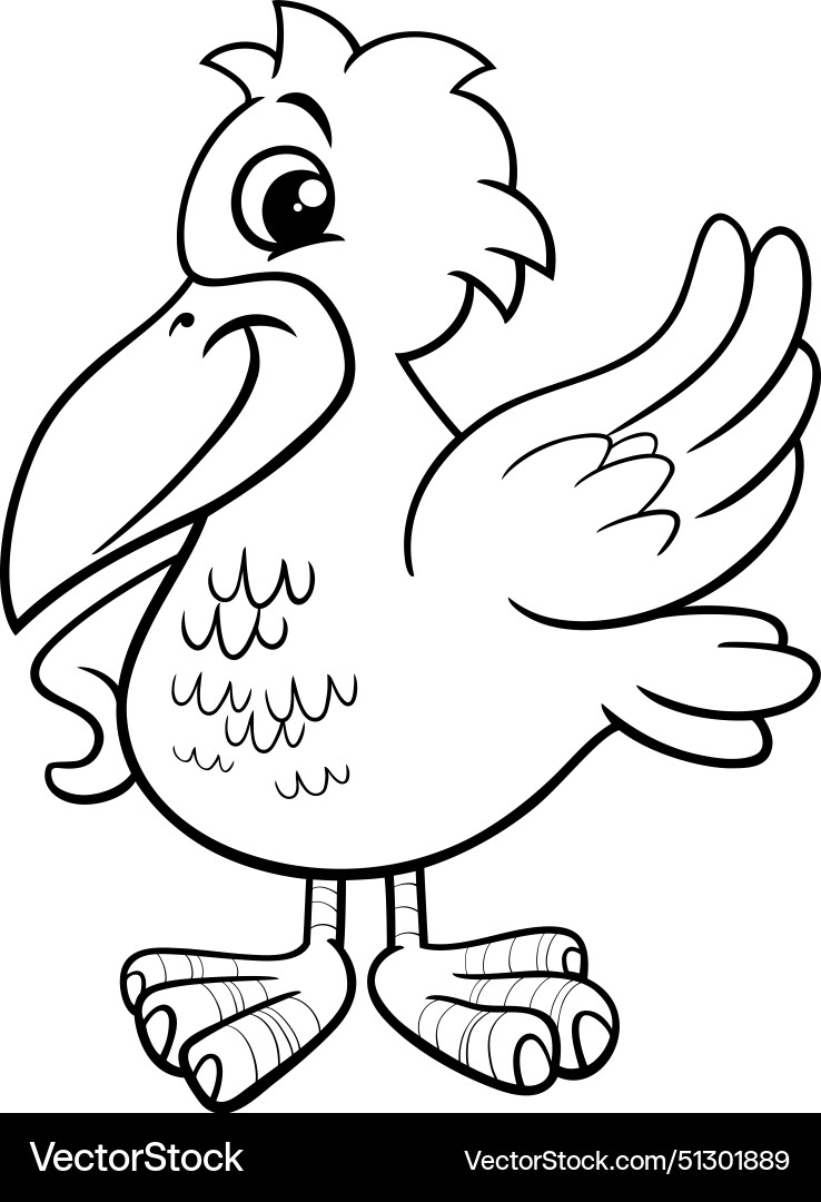 Cartoon fantasy bird comic character coloring page