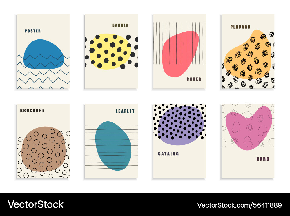Collection of artwork drawing covers templates Vector Image