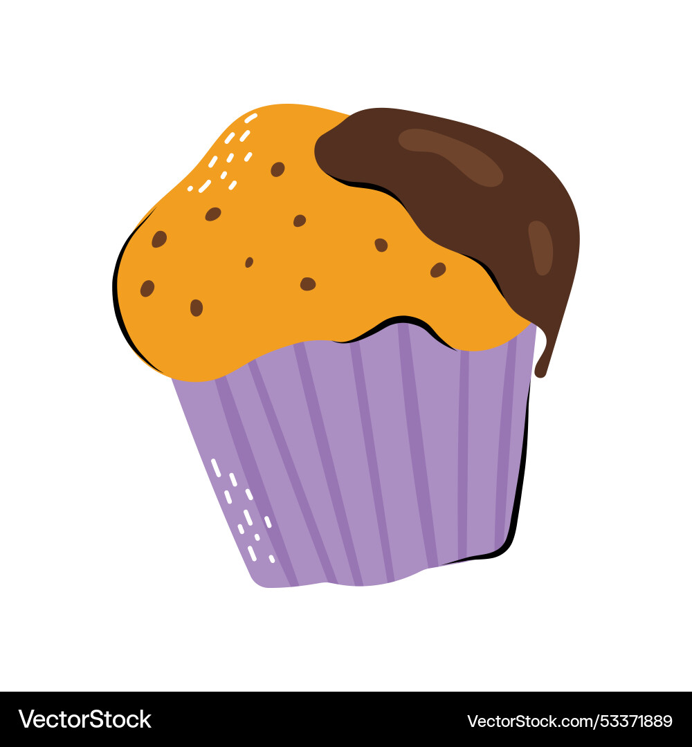 Cute sweet cupcake in flat Royalty Free Vector Image