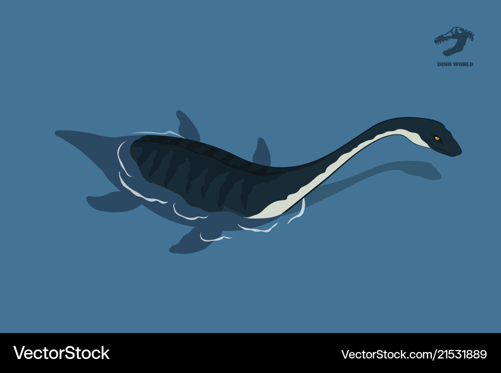 Dinosaur plesiosaur in isometric style Royalty Free Vector