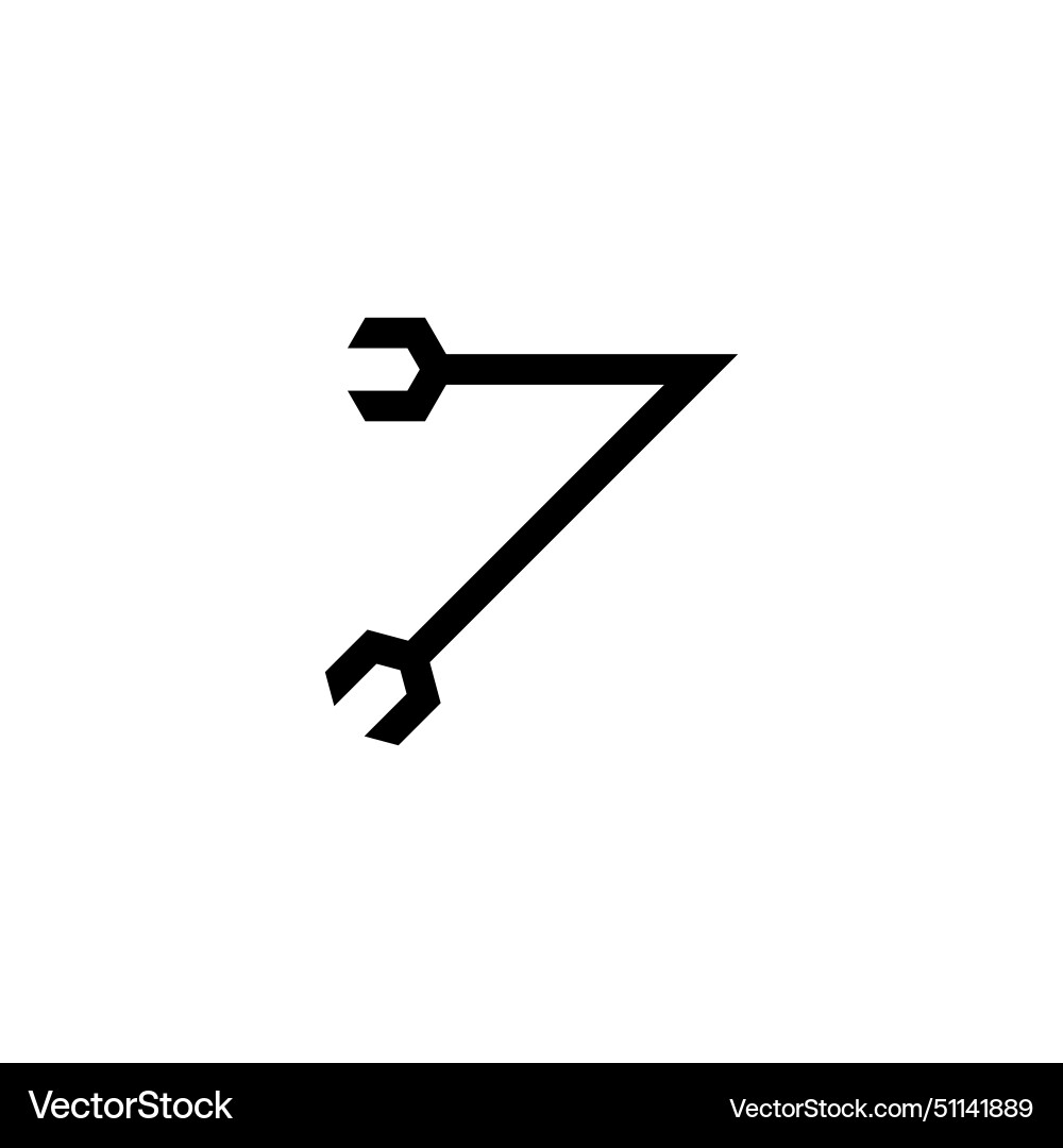 Number 7 wrench simple symbol logo Royalty Free Vector Image