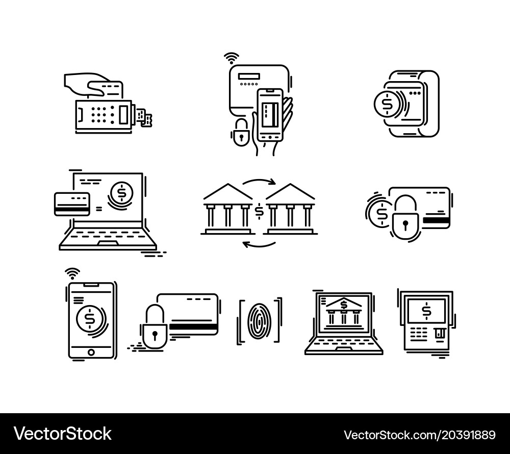 Payment methods thin line icons pay online Vector Image