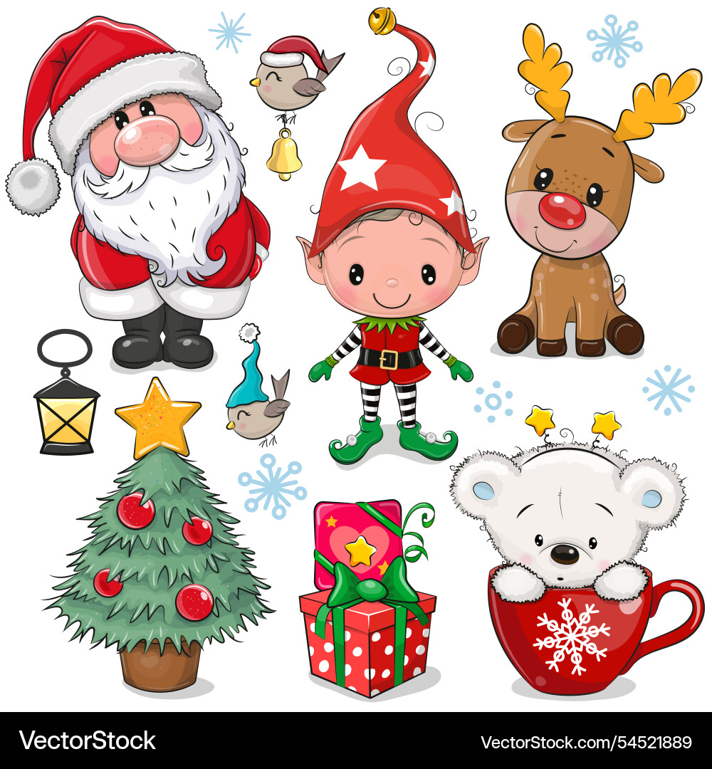 Set of cute christmas design element Royalty Free Vector