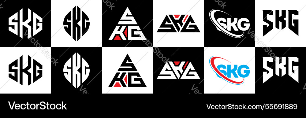Skg letter logo design in six style polygon Vector Image