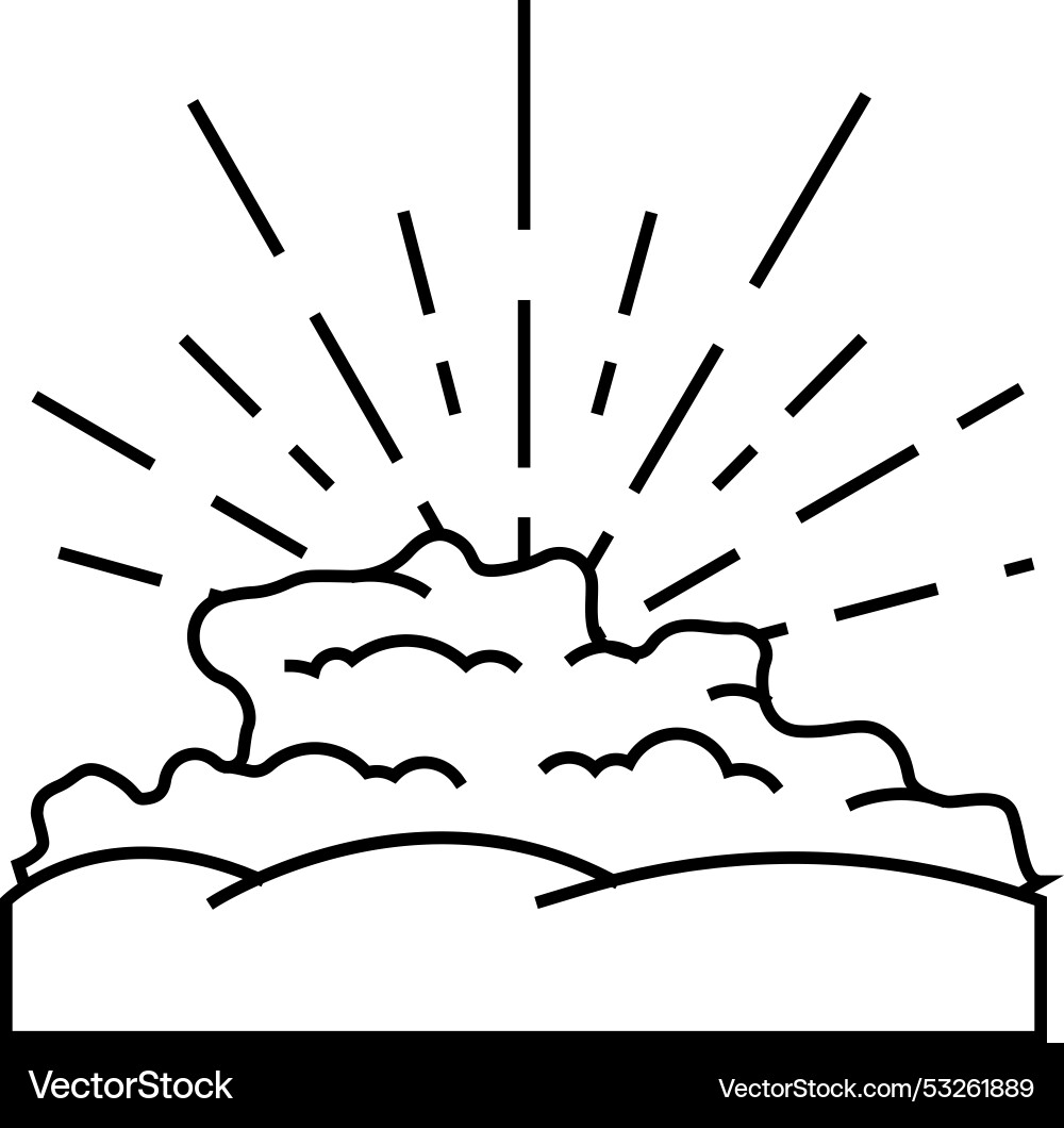 Sun rays summer sunlight line icon Royalty Free Vector Image