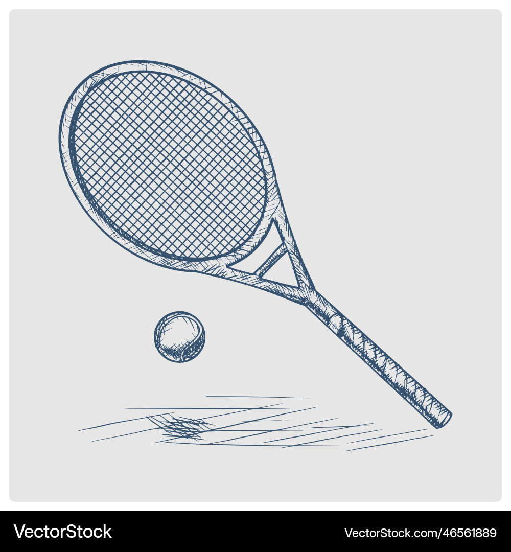Tennis hand drawn blue sketch Royalty Free Vector Image