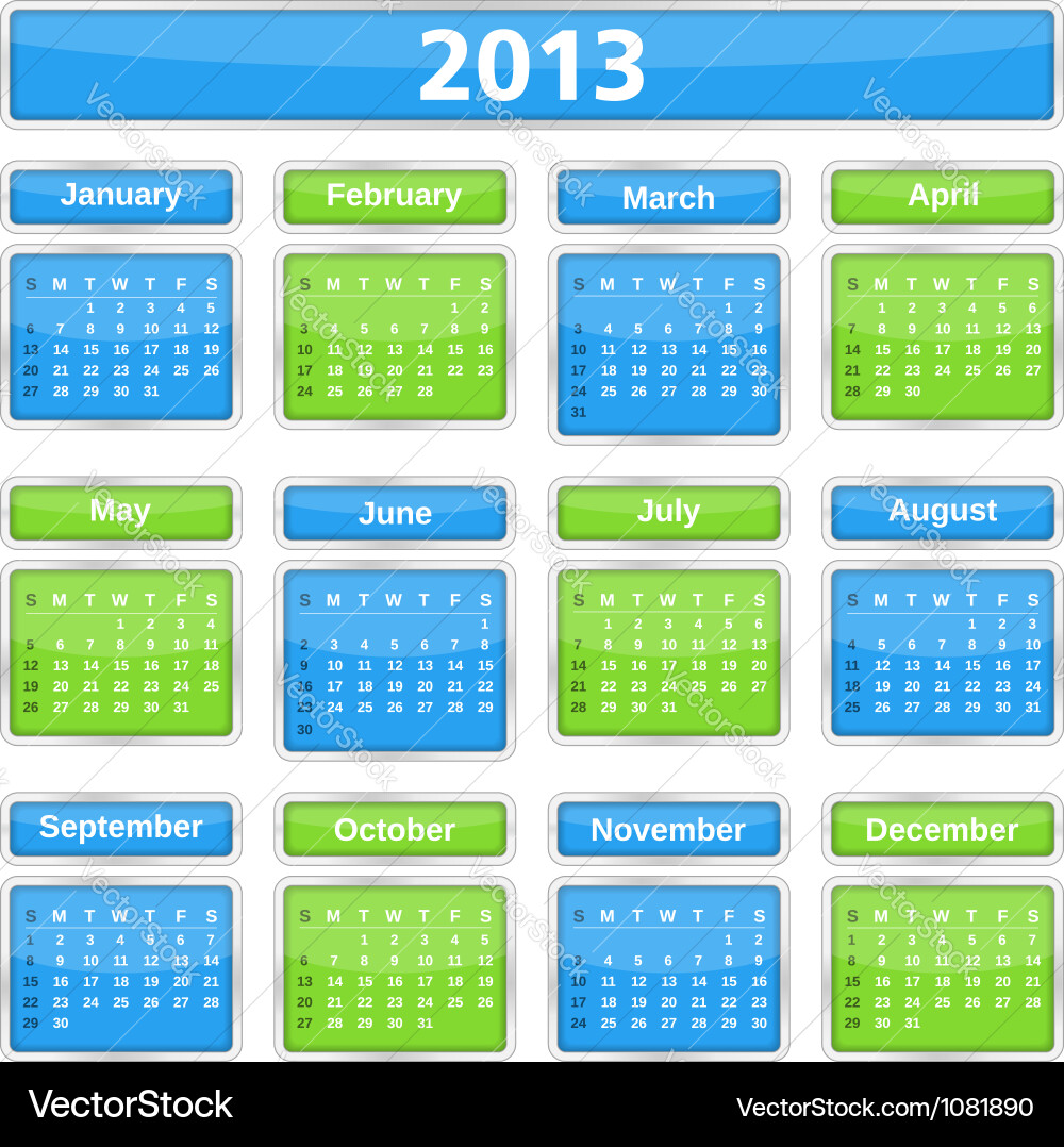 2013 calendar Royalty Free Vector Image - VectorStock
