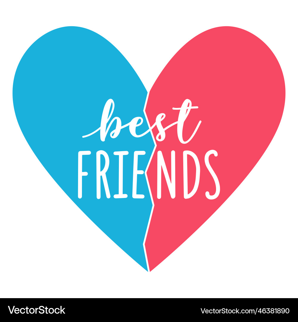 Best friends heart Royalty Free Vector Image - VectorStock