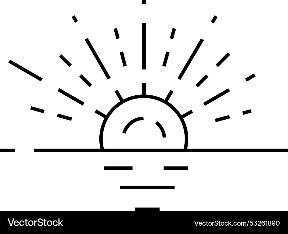 Horizont sunset sun summer sunlight line icon Vector Image