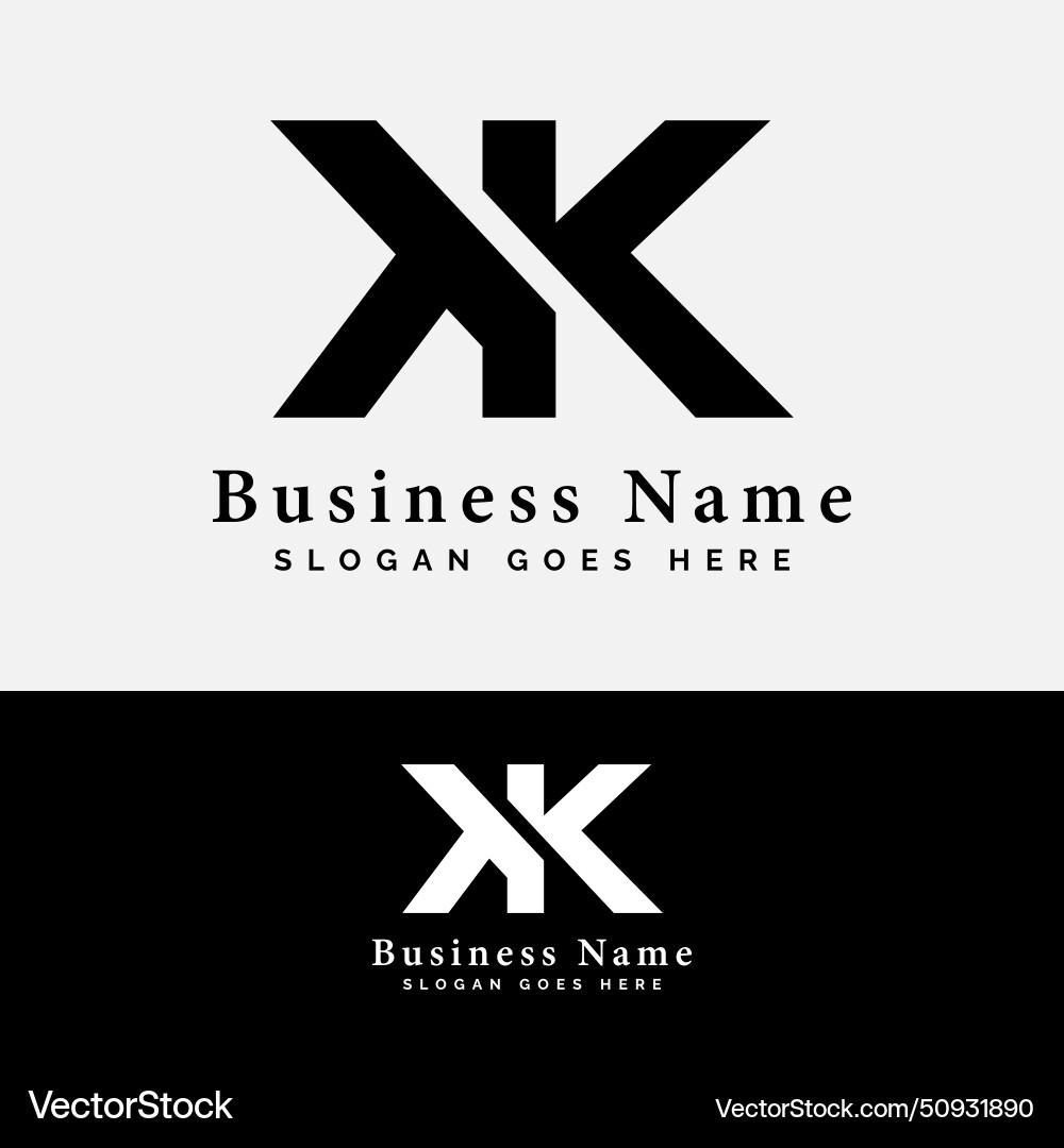 K kk letter logo design alphabet initial icon Vector Image