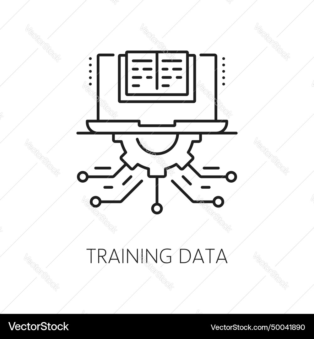 Machine learning training data outline icon Vector Image