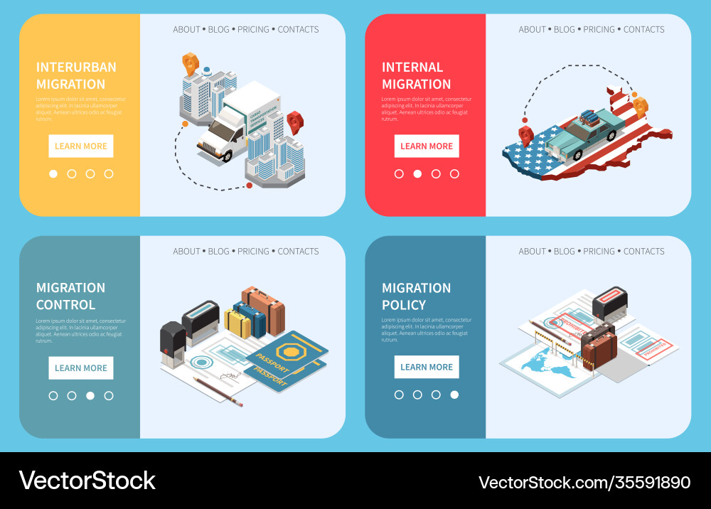 Migration horizontal banners set Royalty Free Vector Image