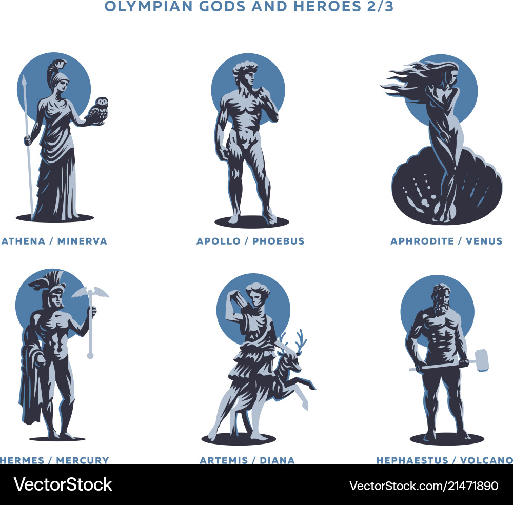 Olimpian gods and heroes Royalty Free Vector Image