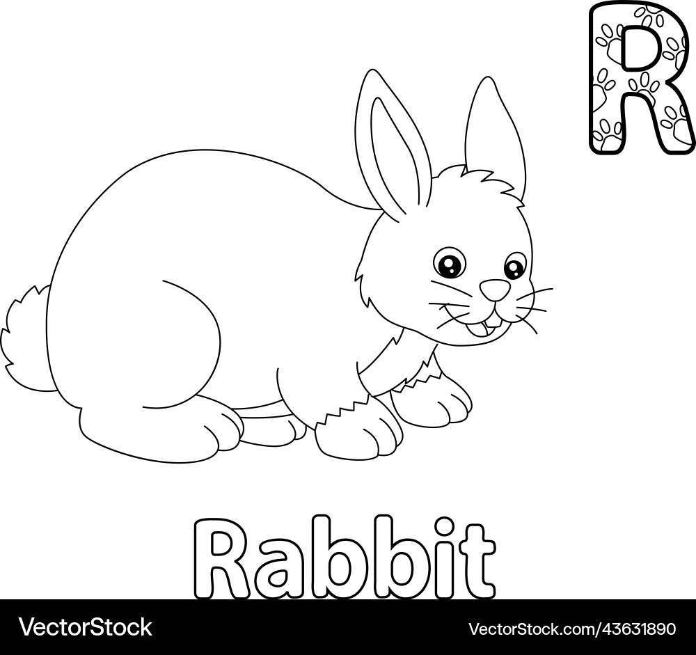 Rabbit alphabet dinosaur abc coloring page Vector Image