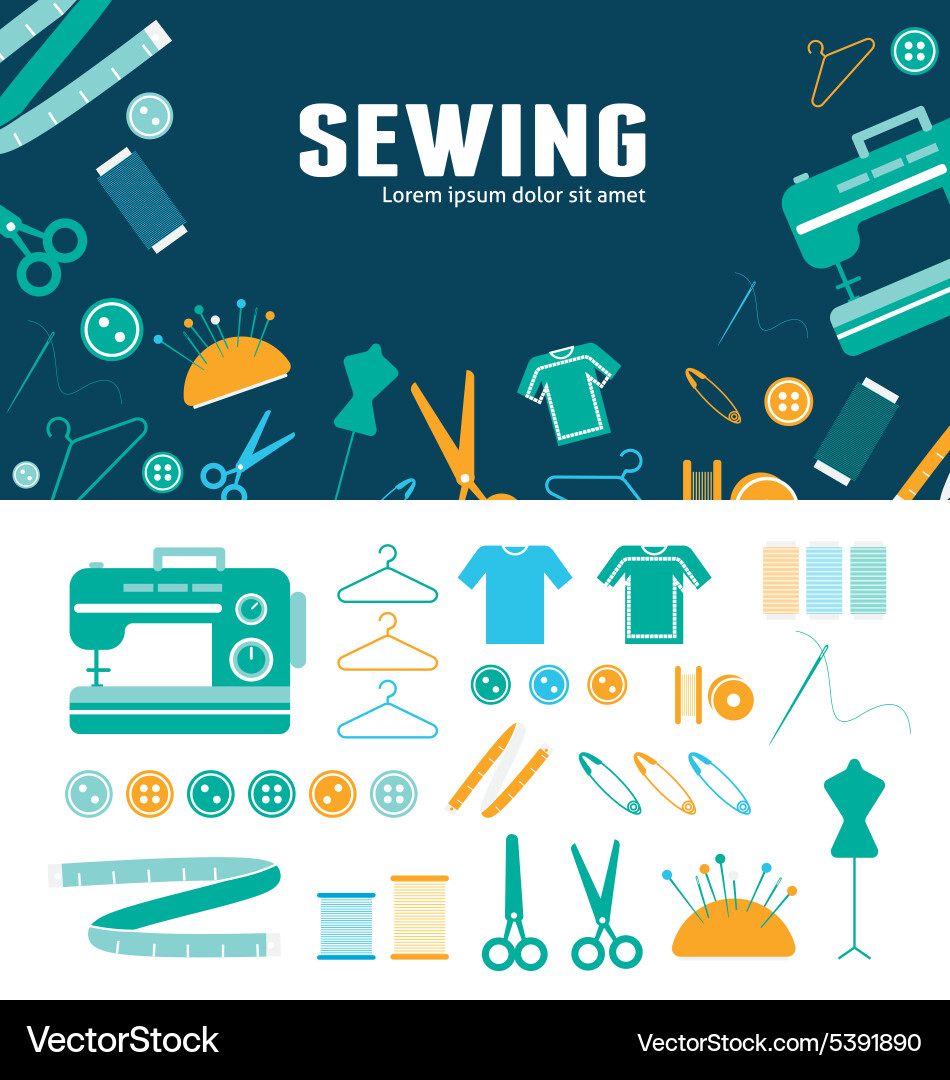 Sewing Equipment & Supplies Royalty Free Vector Image