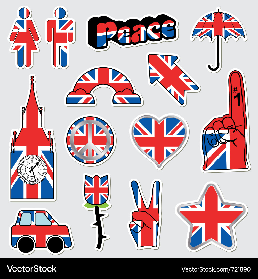 Union Jack Stickers Collection Royalty Free Vector Image