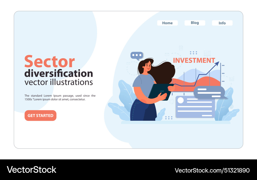 Woman using tablet to study investment trends Vector Image