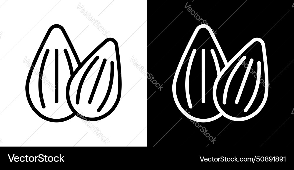 Almond icon set kernel nut milk symbol Royalty Free Vector