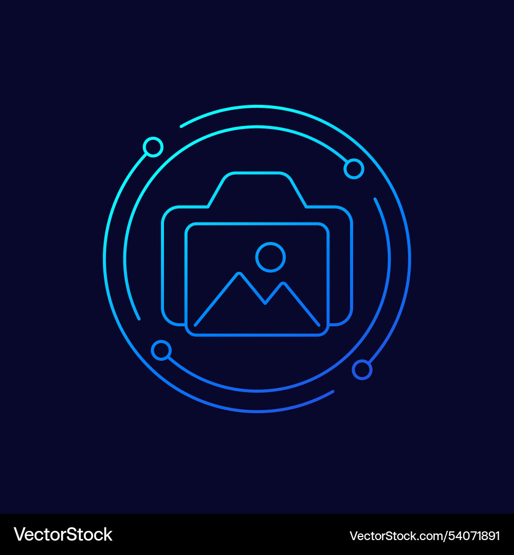 Camera and photo icon linear design Royalty Free Vector