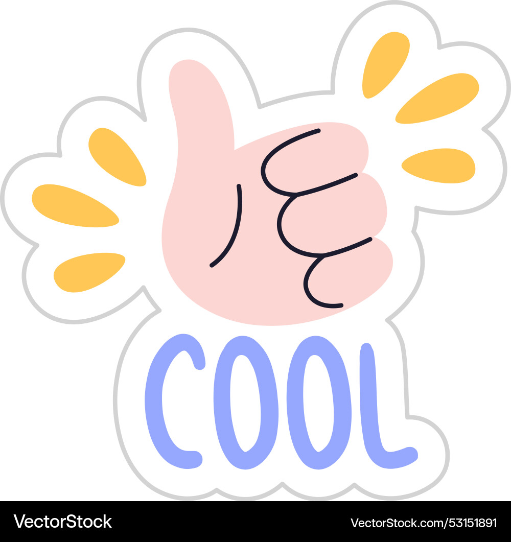 Cool hand sign school sticker Royalty Free Vector Image