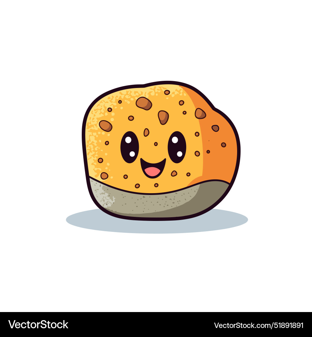 Cute cartoon bread roll character with happy face Vector Image