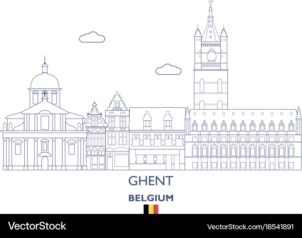Ghent city skyline Royalty Free Vector Image - VectorStock