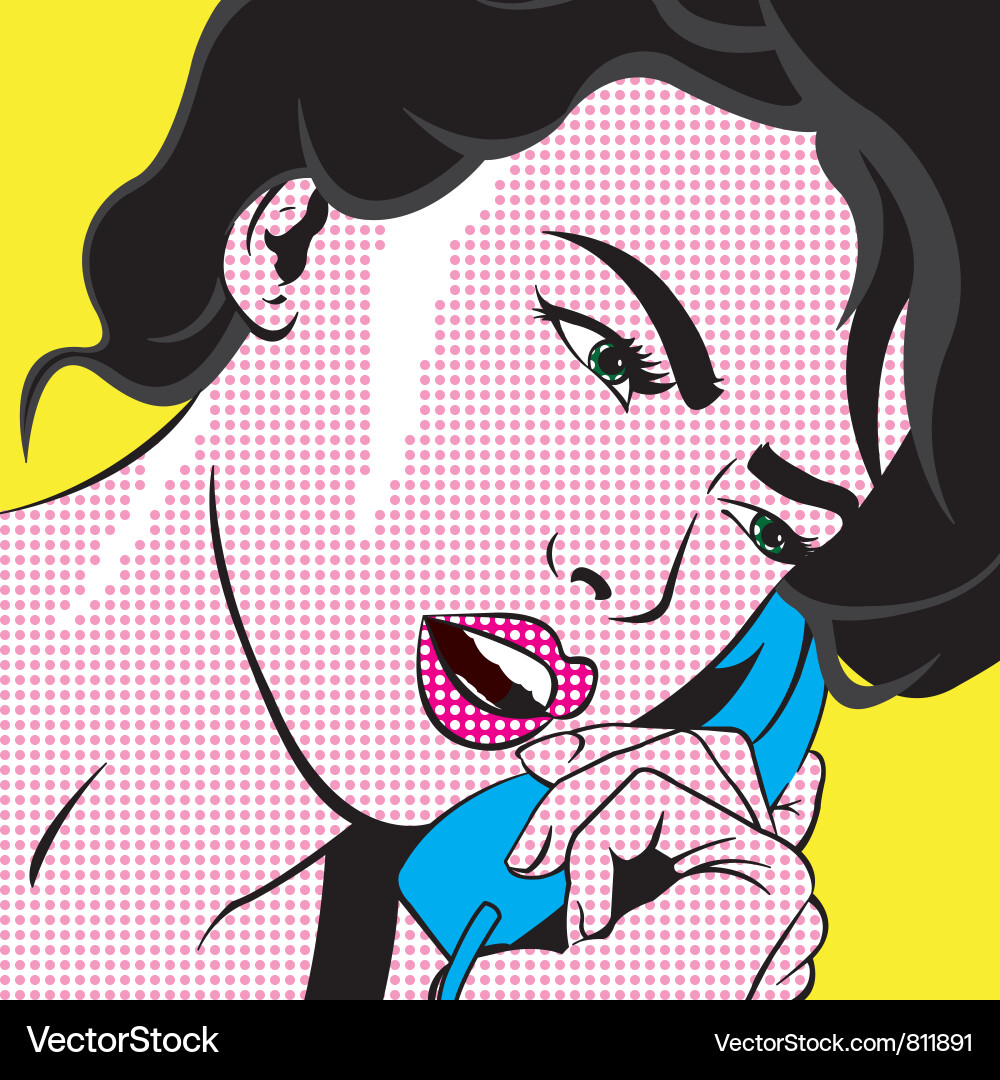Girl with phone pop art Royalty Free Vector Image