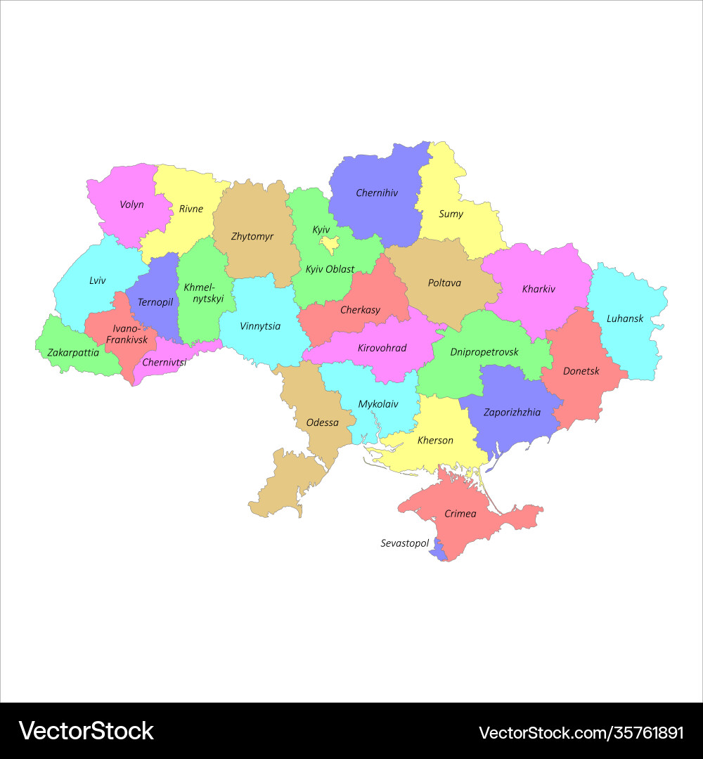 High quality colorful labeled map ukraine Vector Image