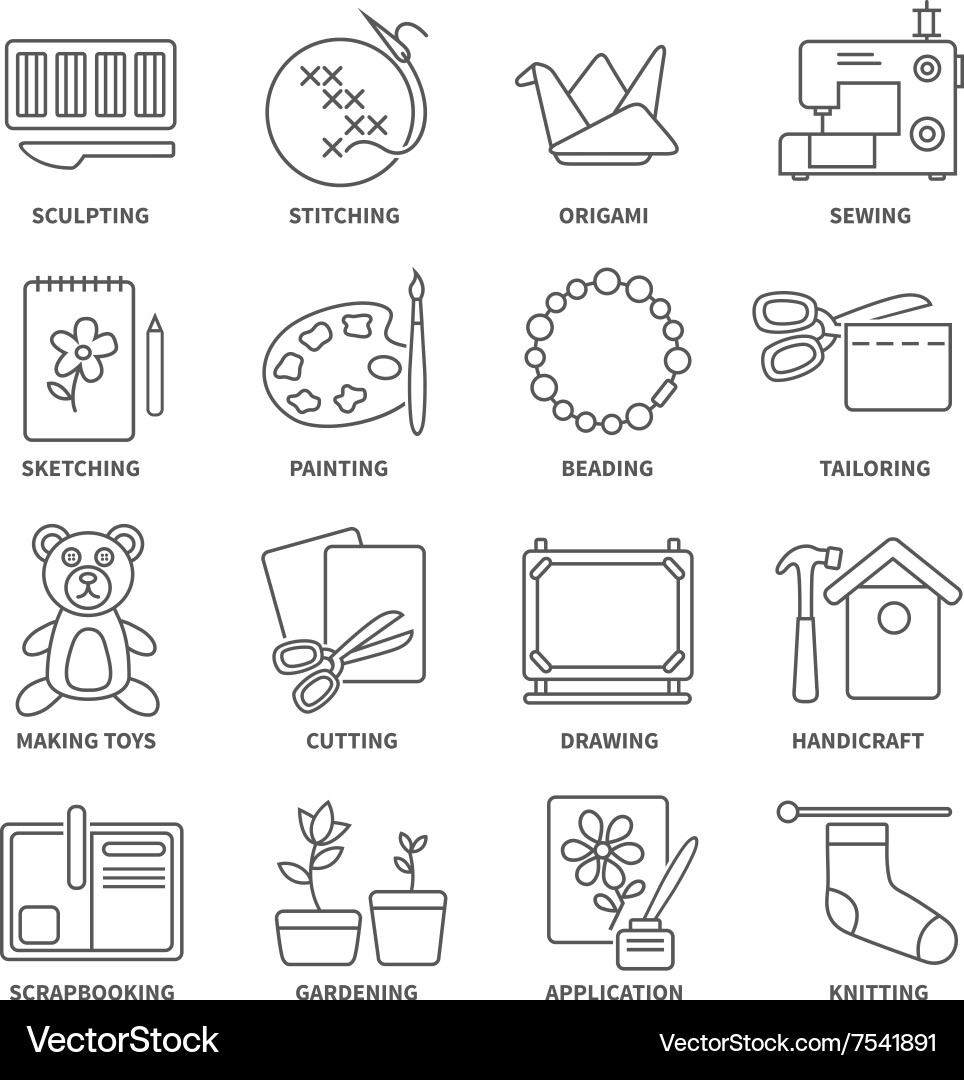 Hobby line set Royalty Free Vector Image - VectorStock