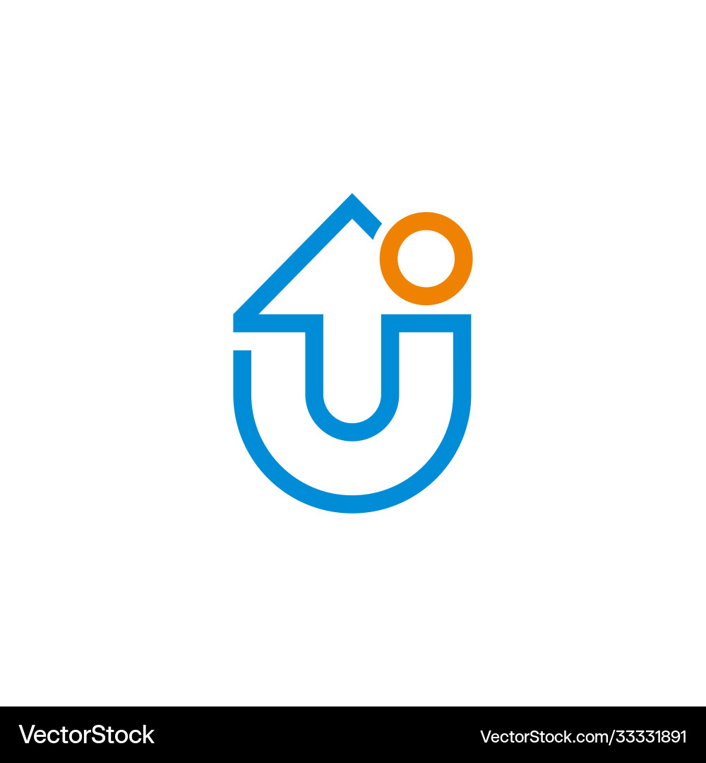 Letter uj arrow up simple geometric line logo Vector Image