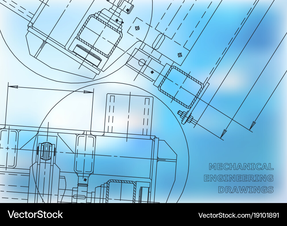 Mechanical engineering drawing blueprints Vector Image