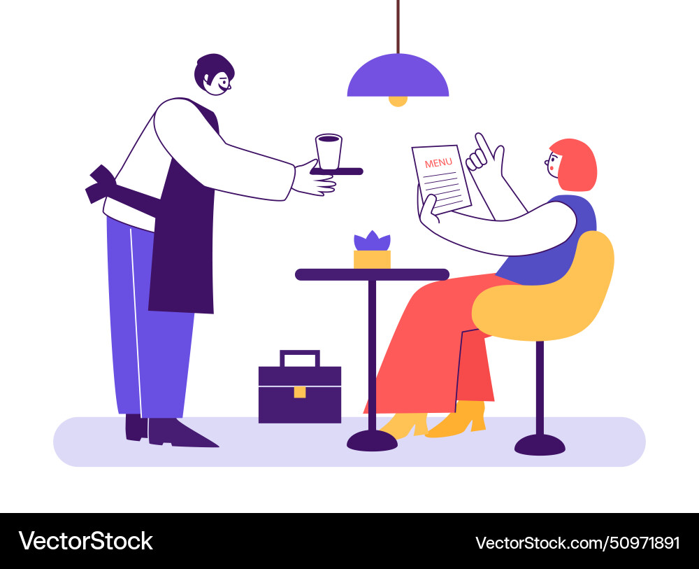 Restaurant order taking waitress and client at Vector Image